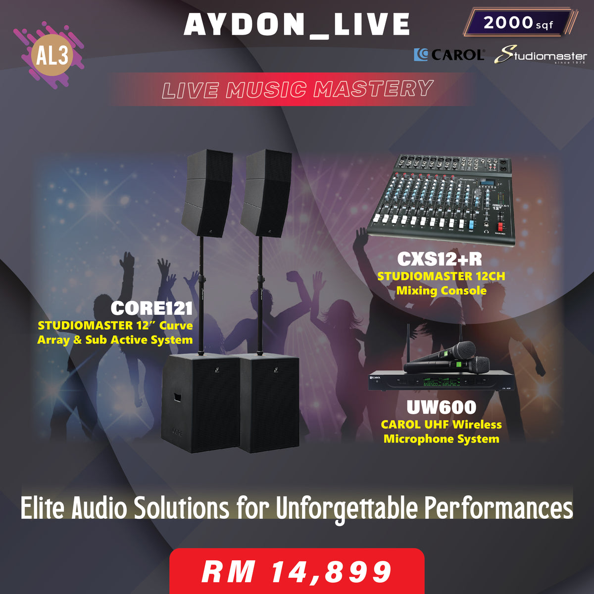 Live Sound System Studiomaster Core 121 12” Curve Array & BASS Reflex ...