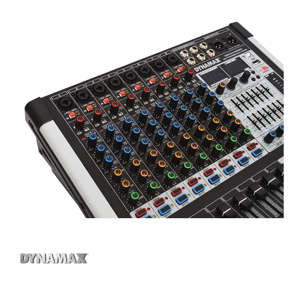 DYNAMAX Sound System PM8300 8-Channel 300W x 2 Powered Mixer, 15" Loud ...