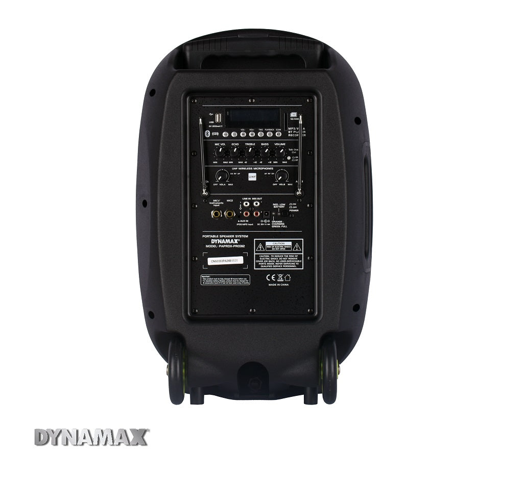 DYNAMAX PRO312 12" 120W Bluetooth Portable Active PA Speaker System wi ...