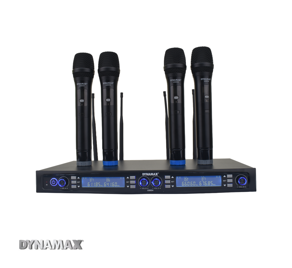 DYNAMAX U8854 Professional PLL 4 Channel UHF Wireless Microphone – CSH ...