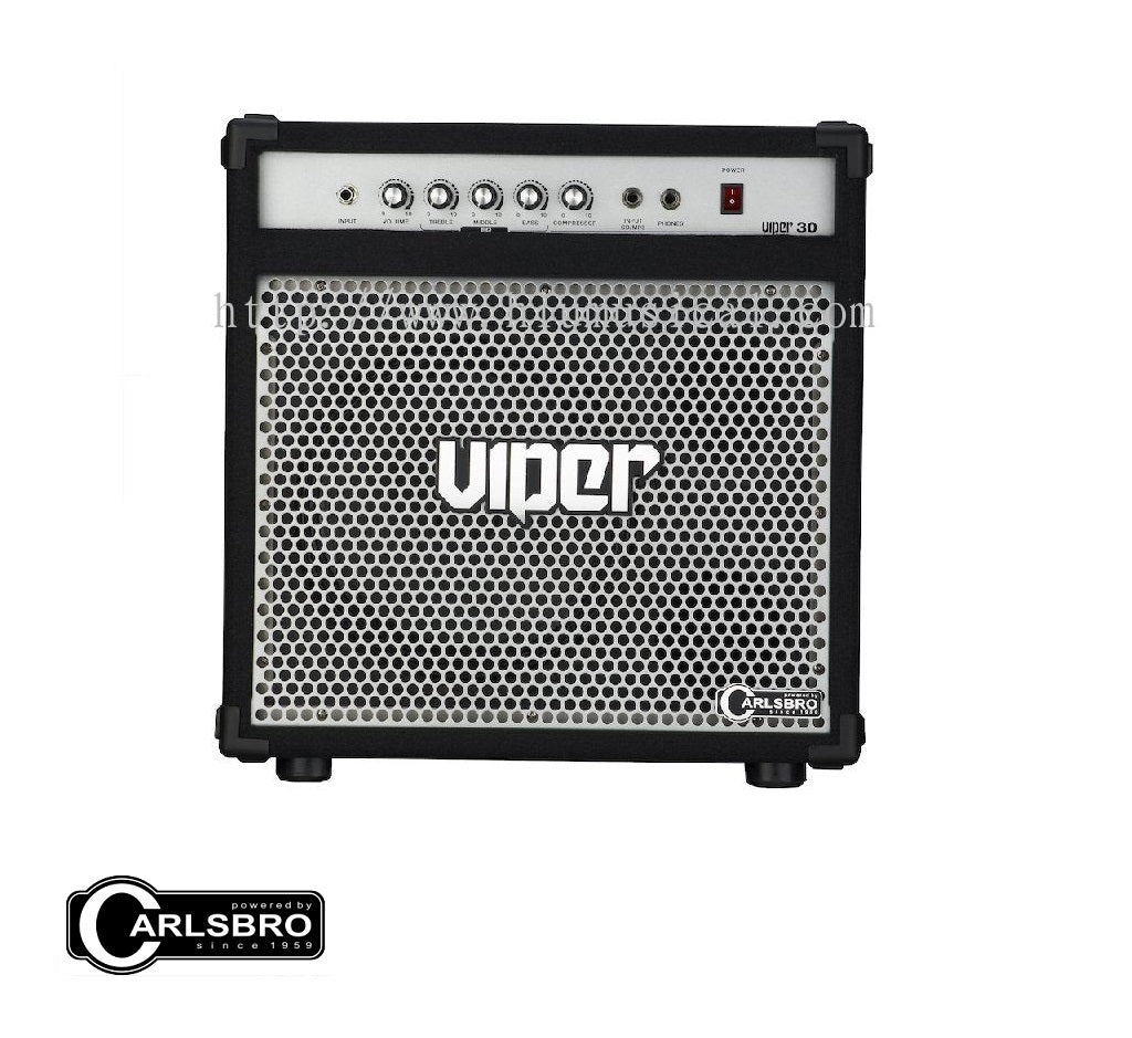 Carlsbro Viper 30, 30 Watts, 3 Band EQ, 1X10” Combo Bass Amp with CD/M ...
